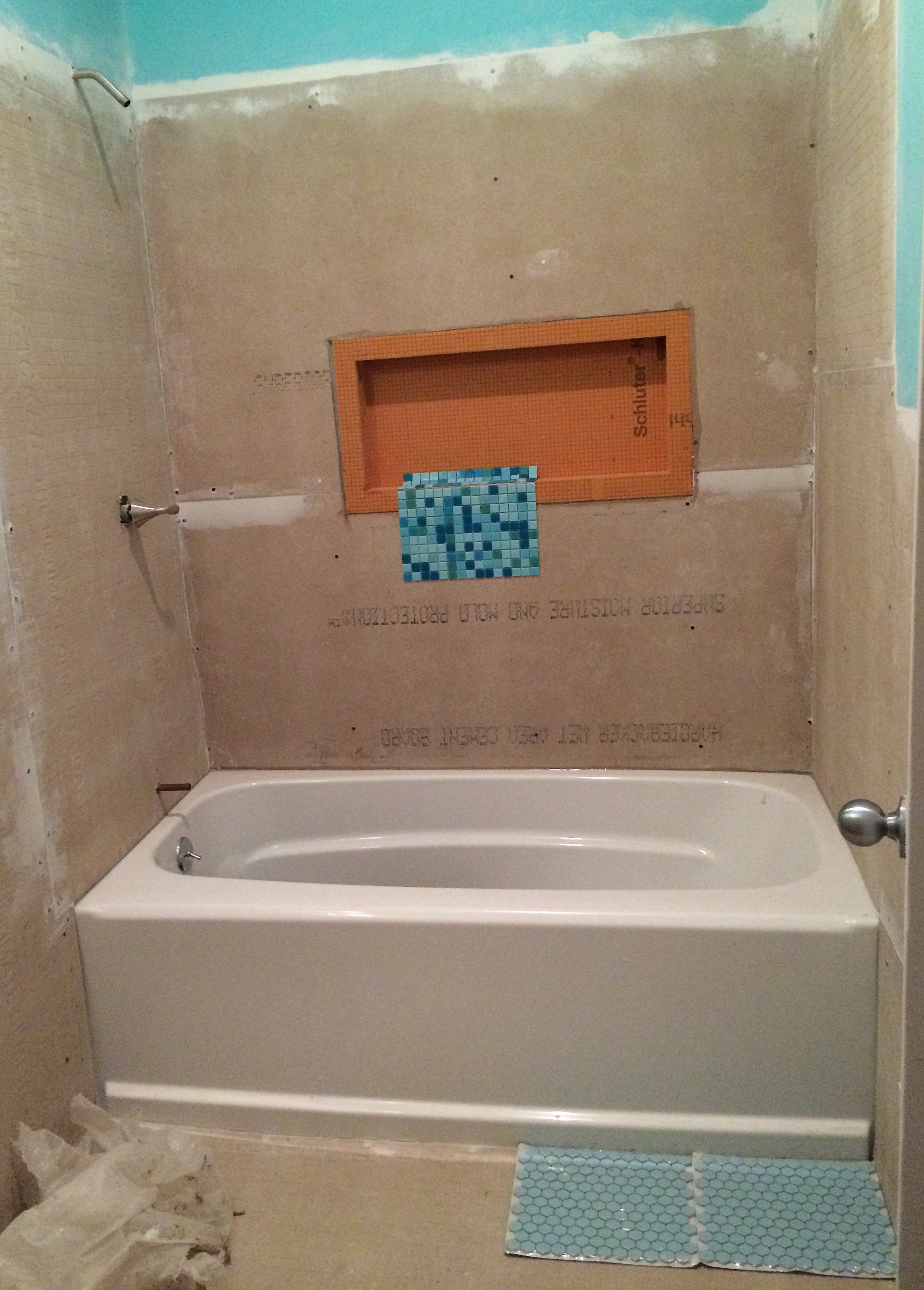 Girls’ bathroom, in progress